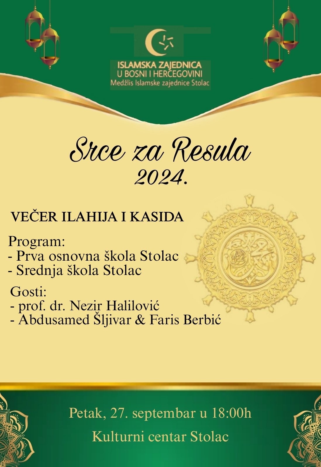 Manifestacija Srce za Resula 2024; Večer ilahija i kasida u Stocu ...